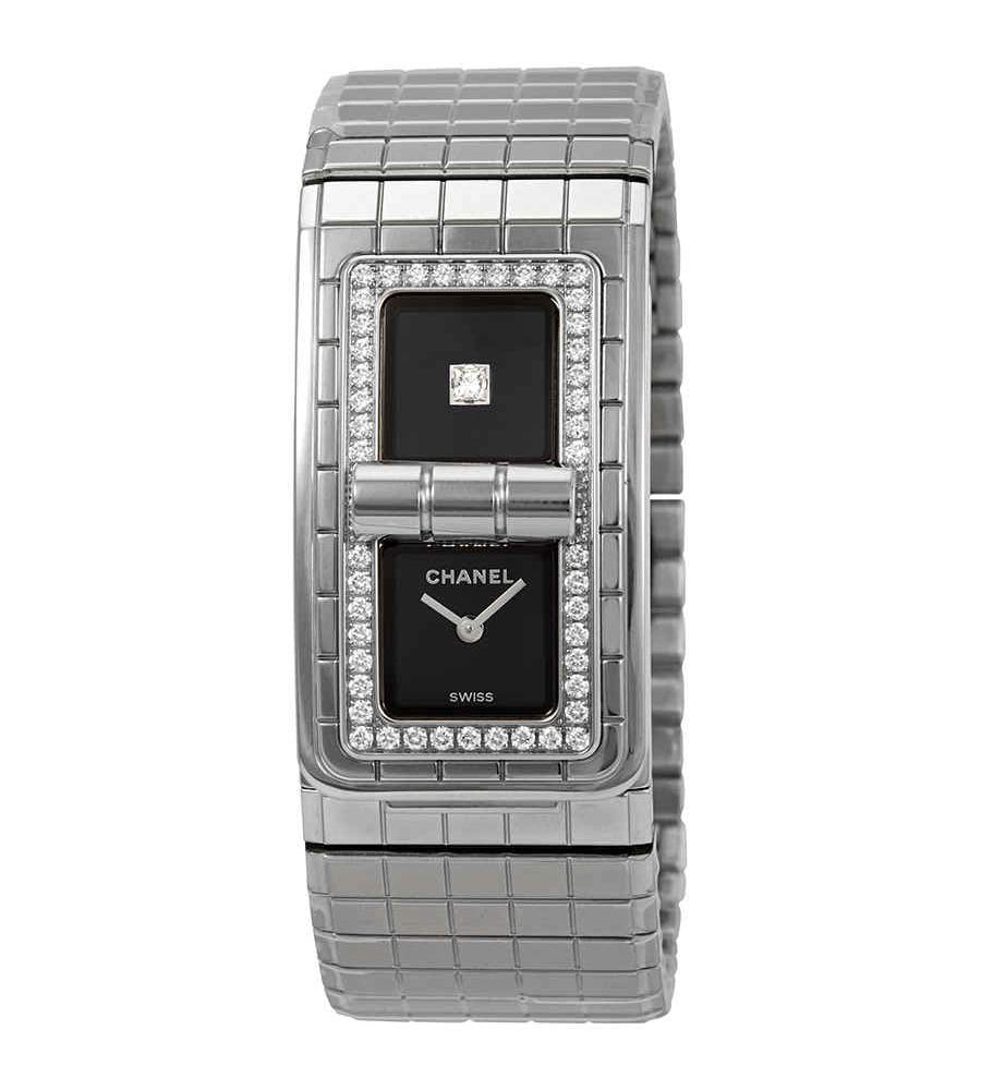 Chanel Code Coco Black Lacquered Dial Ladies Diamond Watch H5145