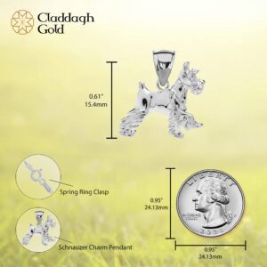 Claddagh Gold Solid Sterling Silver Schnauzer Charm Pendant