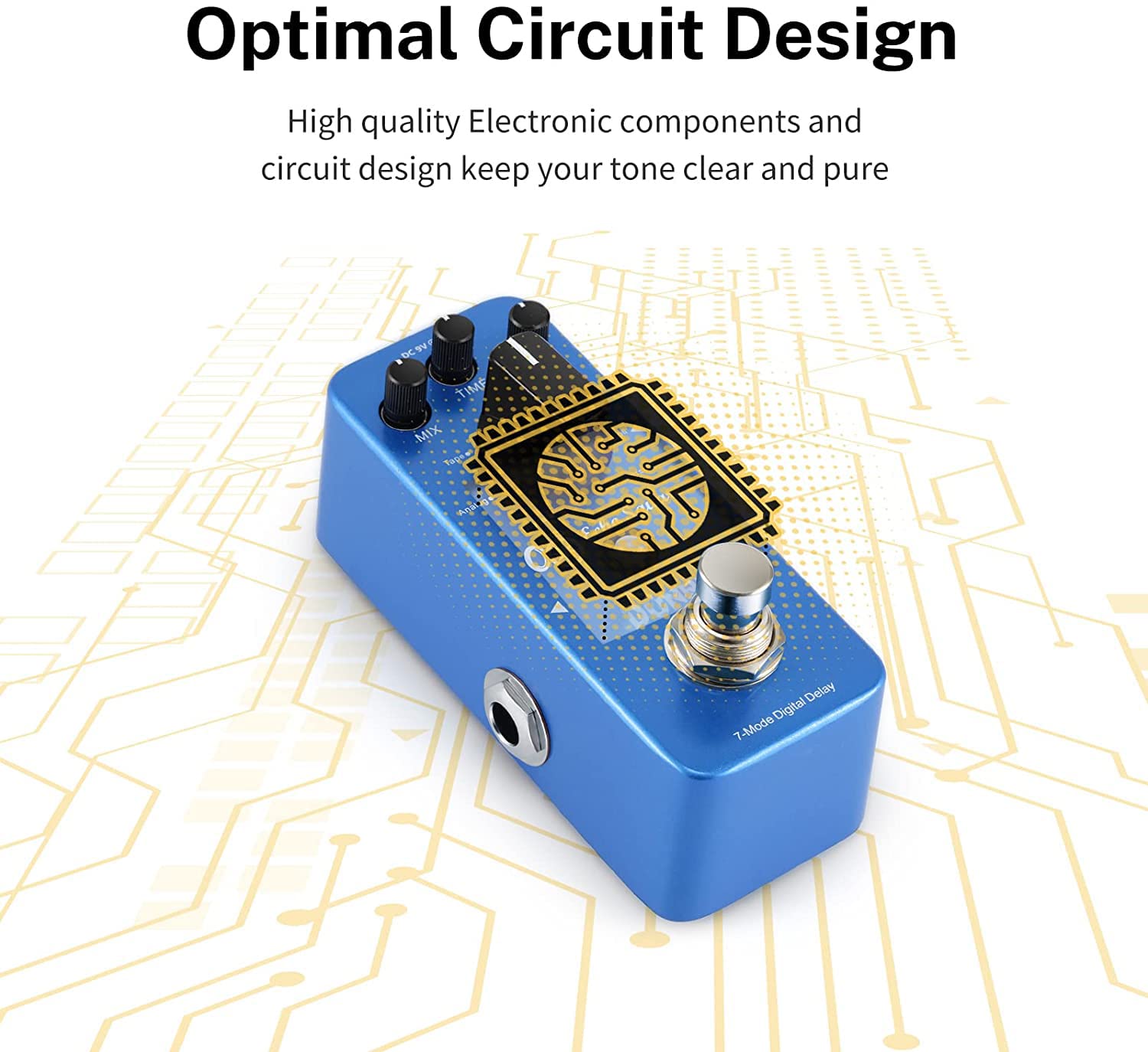 Donner Echo Square Delay Pedal - Digital 7-Modes Delay for Electric Guitar, Multi-Delay including Digital, Analog, Tape, Mod, Sweep, Lofi, Reverse - True Bypass