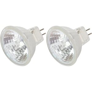 simba lighting 10 watt 12 volt mr11 halogen spotlight bulbs (2 pack) 2-pin 110lm 30° beam angle for accent, track light, and fiber optics, gu4 bi-pin base, glass cover, warm white 2700k dimmable