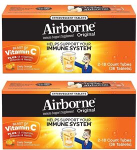 airborne zesty orange effervescent tablets vitamin c 1000mg x 36 counts (2 pack)