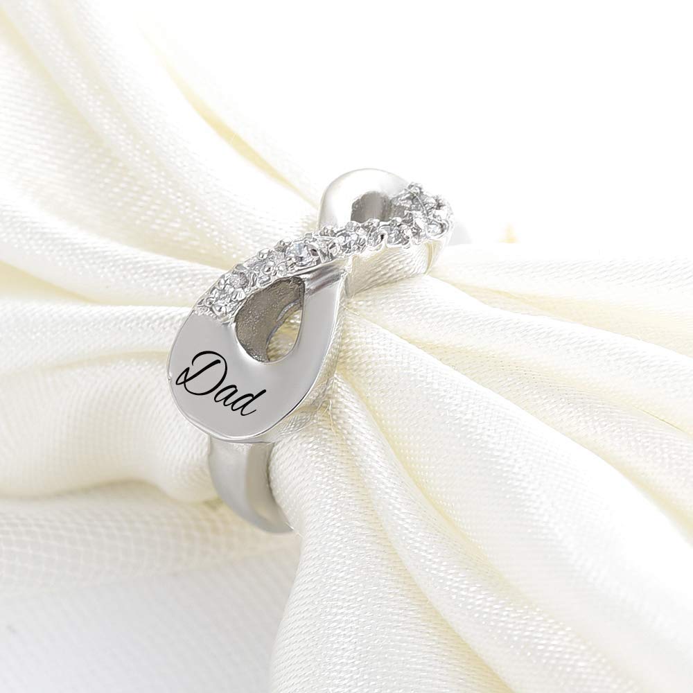 Yinplsmemory Cremation Jewelry Infinity Love Cremation Ring for Ashes Stainless Steel Hold Loved Ones Ash Keepsake Finger Ring Urn Locket Memorial Jewelry for Women Girl #7