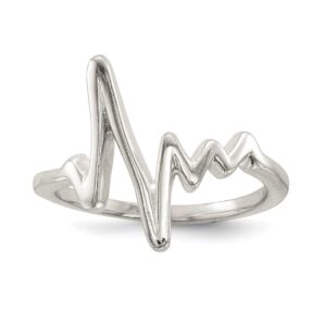 icecarats 925 sterling silver heart love beat ring size 8