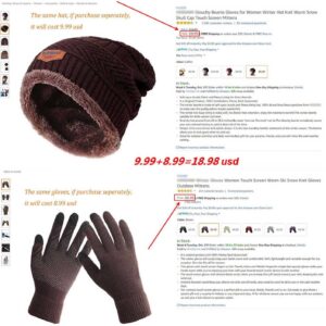 HINDAWI Winter Slouchy Beanie Gloves for Women Knit Warm Hats Skull Caps Touch Screen Mittens Black