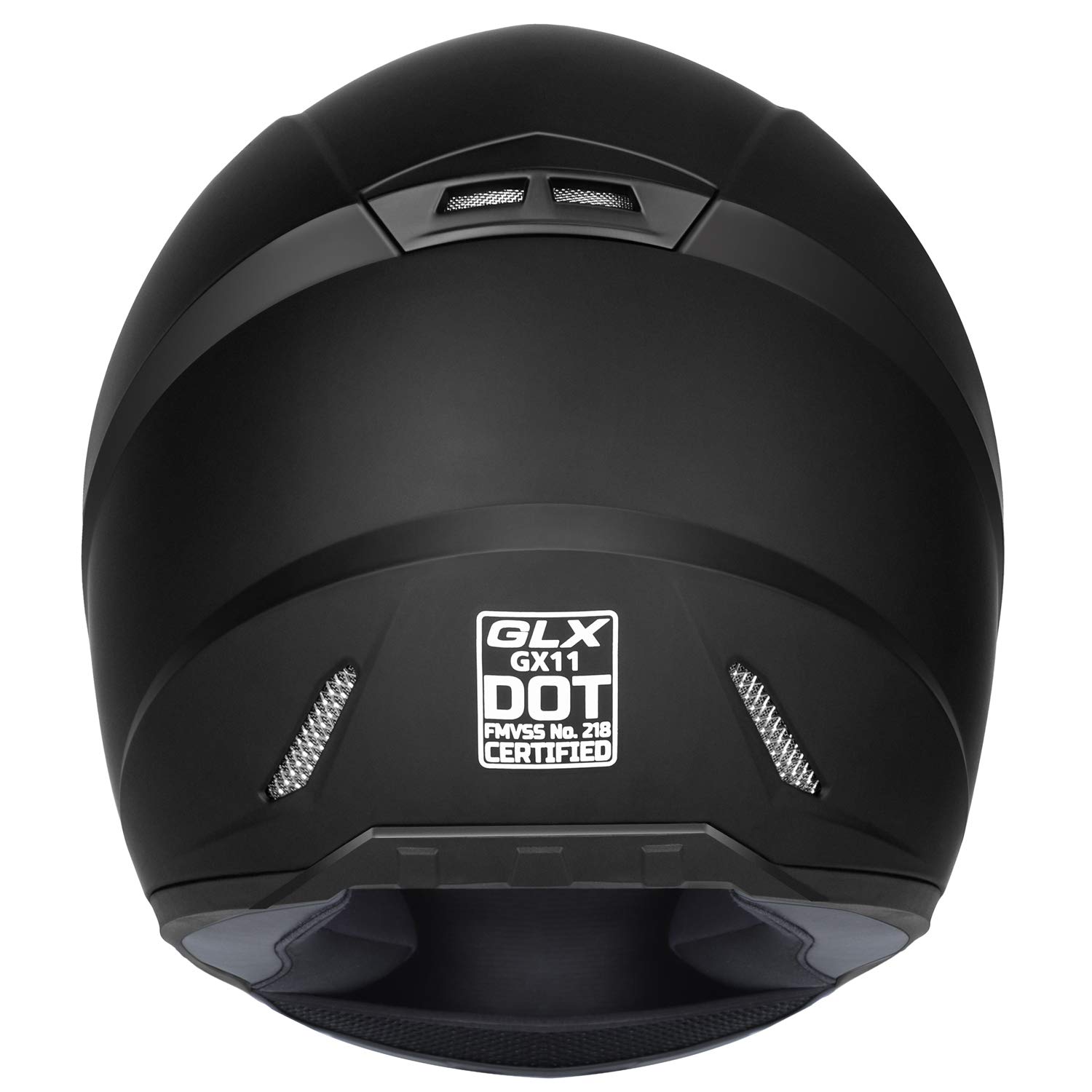 GLX GX11 Compact Lightweight Full Face Motorcycle Street Bike Helmet with Extra Tinted Visor DOT Approved (Matte Black, Large)