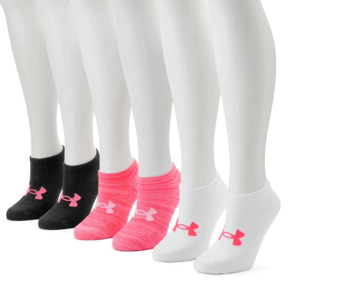 Under Armour Women`s Essential Training No Show Socks 6 Pack (P(UL398)/W, Medium)