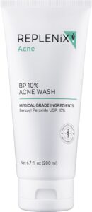 replenix 10% benzoyl peroxide wash, advanced acne cleanser for face and body, 6.7 oz.