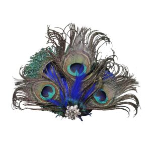 BABEYOND Peacock Feather Hair Clip Peacock Fascinator with Rhinestones Roaring 20s Peacock Flapper Fascinator 1920s Peacock Hair Accessories (Style 2)