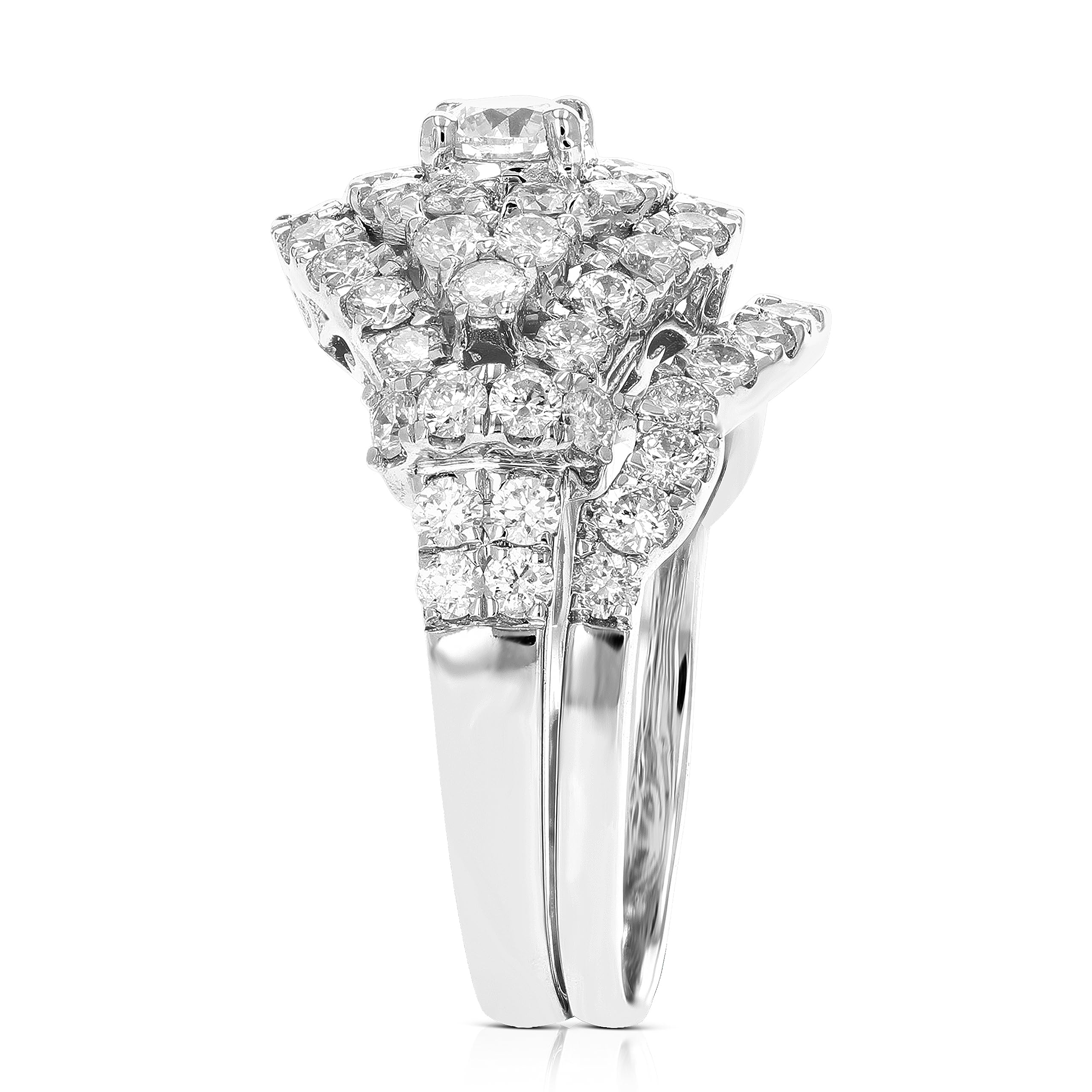 Vir Jewels 2 cttw Diamond Wedding Engagement Ring Set 14K White Gold Cluster Bridal Design Size 6