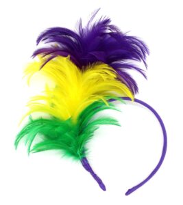 felizhouse 1920s fascinator with feathers headband for women wedding tea party headwear (mardi gras purple)