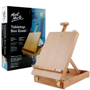 mont marte tabletop easels for painting, desk box easels for kids adults&artists,beech wood