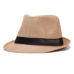 Fedora Hat Mens Fedora Hats for Men Trilby Hat Straw Sun Hat Panama Hat for Men (Pack of 3(Beige,Coffee,Khaki))