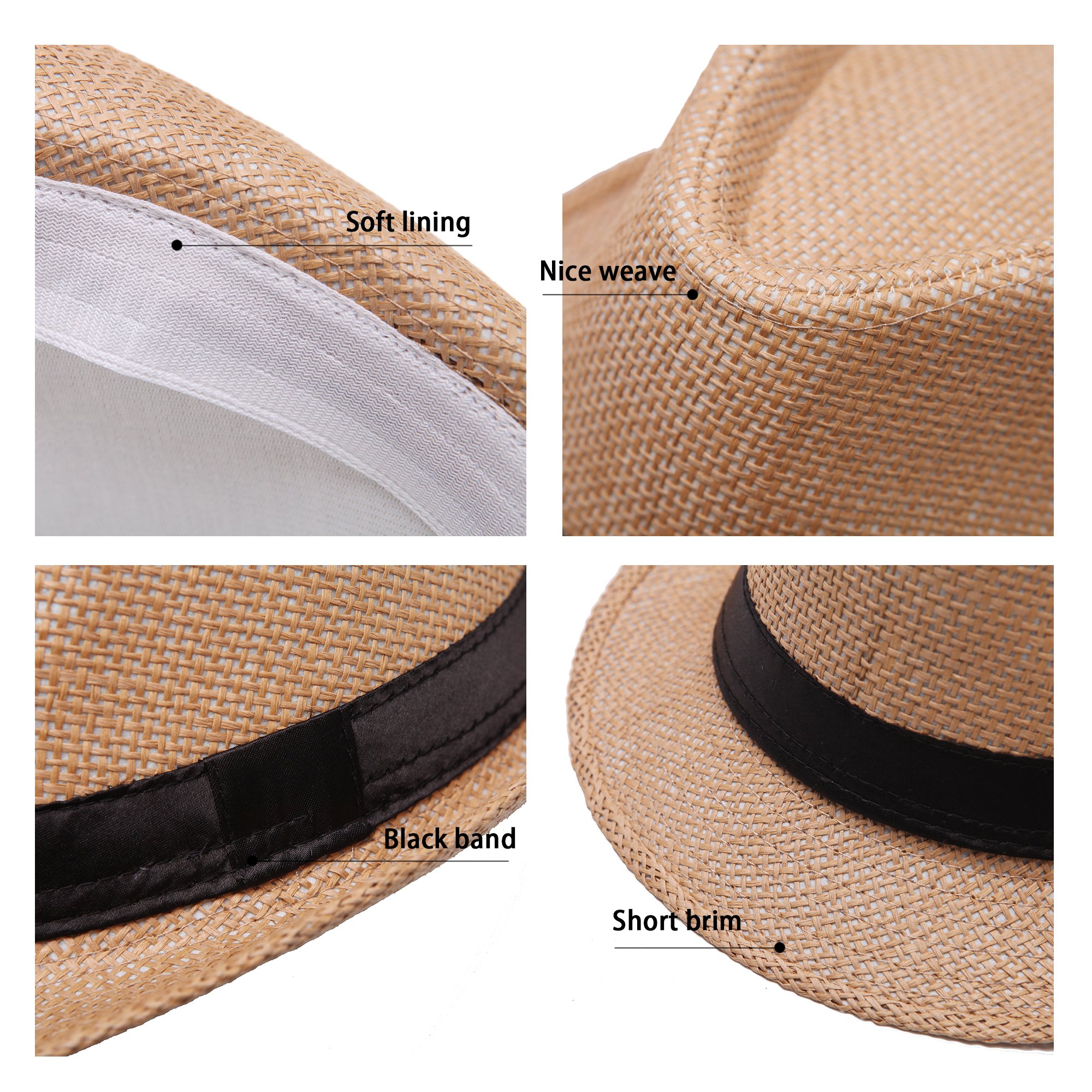 Fedora Hat Mens Fedora Hats for Men Trilby Hat Straw Sun Hat Panama Hat for Men (Pack of 3(Beige,Coffee,Khaki))