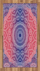 ambesonne mandala area rug, hippie ombre style print infinity and harmony culture inspired pattern, flat woven accent rug for living room bedroom dining room, 2' 6" x 5', ruby royal blue