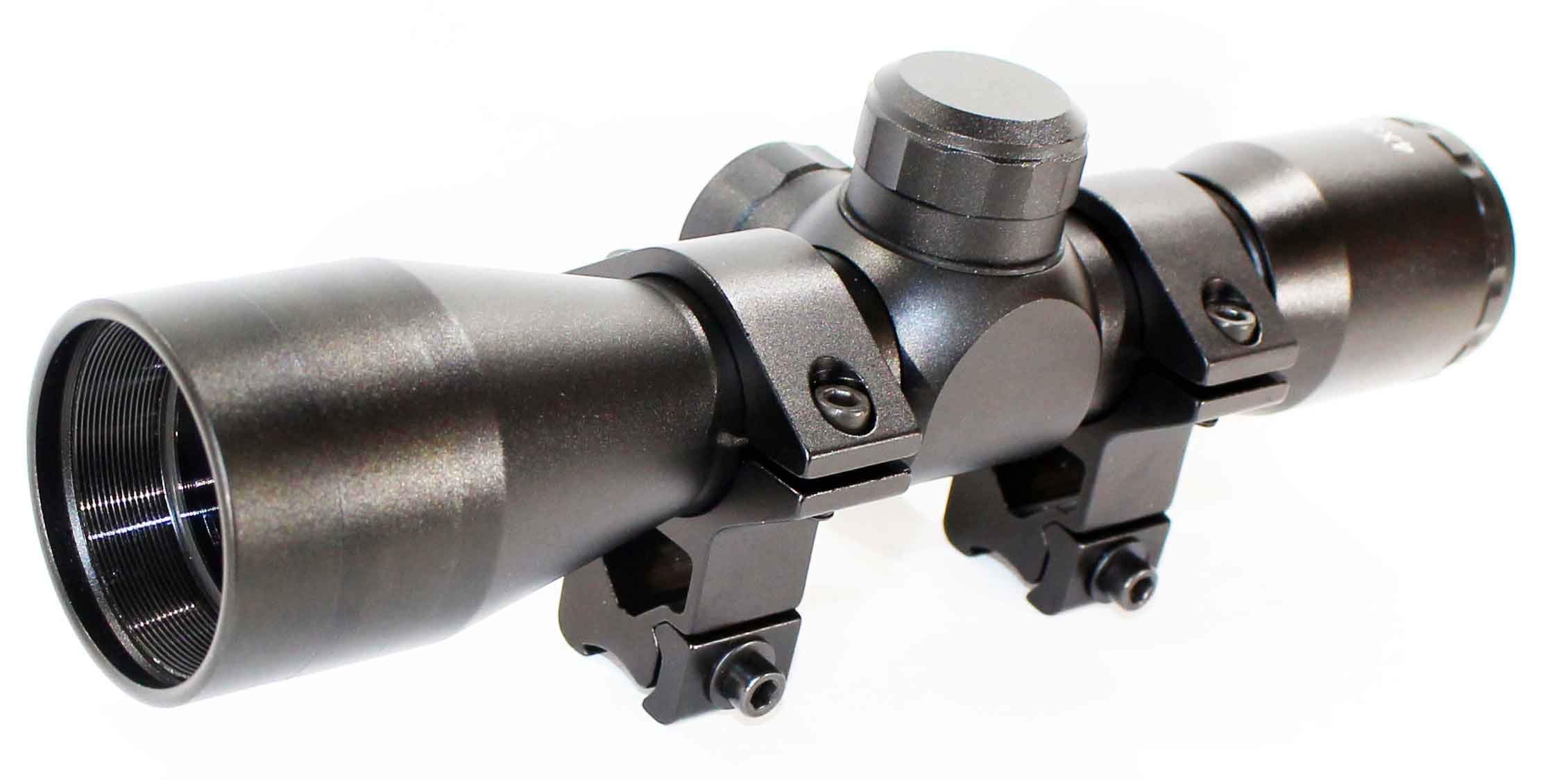 Trinity Hunter 4x32 Scope Sight for Gamo Big Cat 1250 .177 Caliber Air Rifle Mount Adapter Aluminum Black Tactical Optics Hunting Accessory Mil dot Reticle Target Range Single Rail.