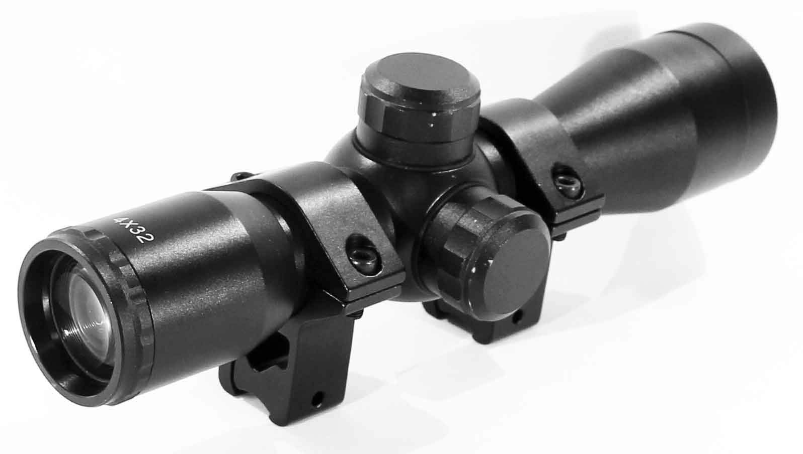 Trinity Hunter 4x32 Scope Sight for Gamo Big Cat 1250 .177 Caliber Air Rifle Mount Adapter Aluminum Black Tactical Optics Hunting Accessory Mil dot Reticle Target Range Single Rail.