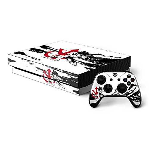 Skinit Decal Gaming Skin Compatible with Xbox One X Console and Controller Bundle - Officially Licensed Dragon Ball Z Vegeta Wasteland Design