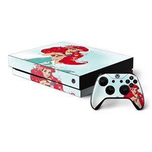 skinit decal gaming skin compatible with xbox one x console and controller bundle - officially licensed disney ariel sparkles design