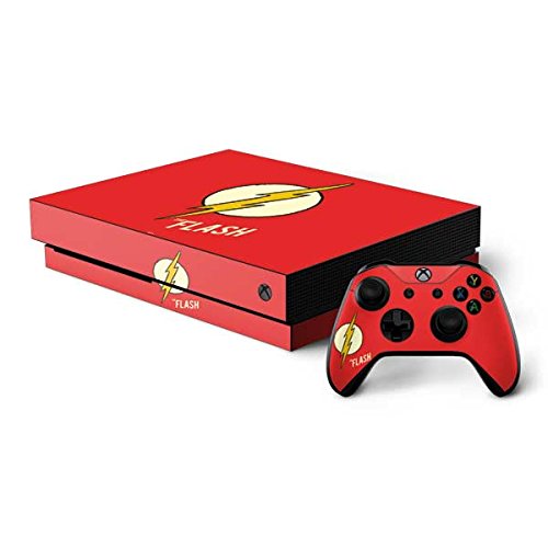 Skinit Decal Gaming Skin Compatible with Xbox One X Console and Controller Bundle - Officially Licensed Warner Bros Flash Emblem Design