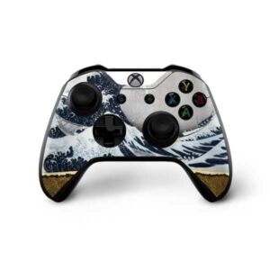 skinit decal gaming skin compatible with xbox one x controller - officially licensed bridgeman art the great wave off kanagawa design