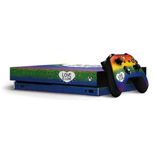 skinit decal gaming skin compatible with xbox one x bundle - originally designed love is love rainbow design