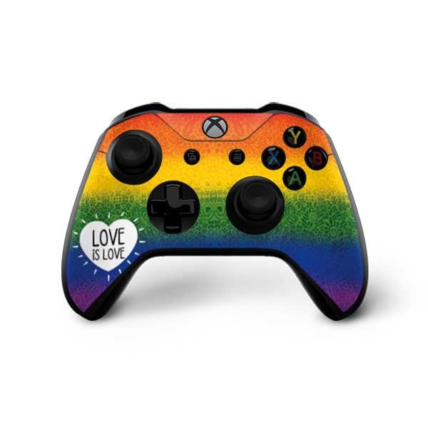 Skinit Decal Gaming Skin Compatible with Xbox One X Bundle - Originally Designed Love is Love Rainbow Design