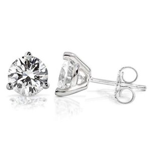 kobelli 3 ctw classic round 7.5mm moissanite stud earrings in 14k white gold, white gold