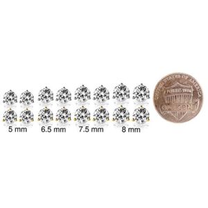 Kobelli 3 CTW Classic Round 7.5mm Moissanite Stud Earrings in 14K White Gold, White Gold