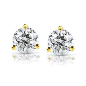 Kobelli 3 CTW Classic Round 7.5mm Moissanite Stud Earrings in 14K White Gold, White Gold