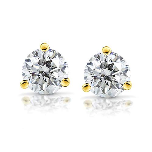 Kobelli 3 CTW Classic Round 7.5mm Moissanite Stud Earrings in 14K White Gold, White Gold