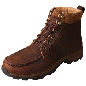 twisted x men’s 6” hiking boot - work hiker boots crafted with full-grain leather upper, three-quarter length composite insole, compression eva midsole, and rubber outsole, dark brown, 10(m)