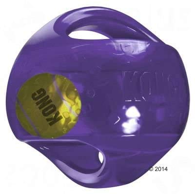 KONG Medium Dog Toy Jumbler Ball Shape Tennis Ball Inside 2-in-1 Squeaker Colors Vary