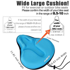 DAWAY Extra Soft Bike Seat Cushion - C6 Large Exercise Bicycle Saddle Cover, Thick Widen Foam & Gel Padded, Comfort Breathable Cycling Pad, Fit for Peloton Bikes, Indoor Outdoor Bycicle