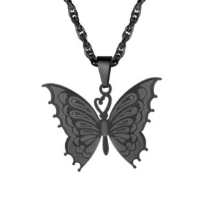 prosteel big butterfly chain jewelry womens necklaces pendants woman stainless steel black necklace for women gothic jewelry