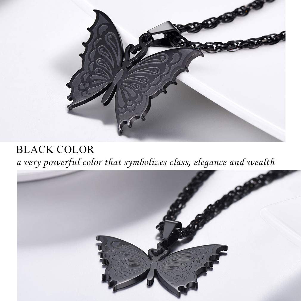 PROSTEEL Big Butterfly Chain Jewelry Womens Necklaces Pendants Woman Stainless Steel Black Necklace for Women Gothic Jewelry