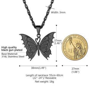 PROSTEEL Big Butterfly Chain Jewelry Womens Necklaces Pendants Woman Stainless Steel Black Necklace for Women Gothic Jewelry