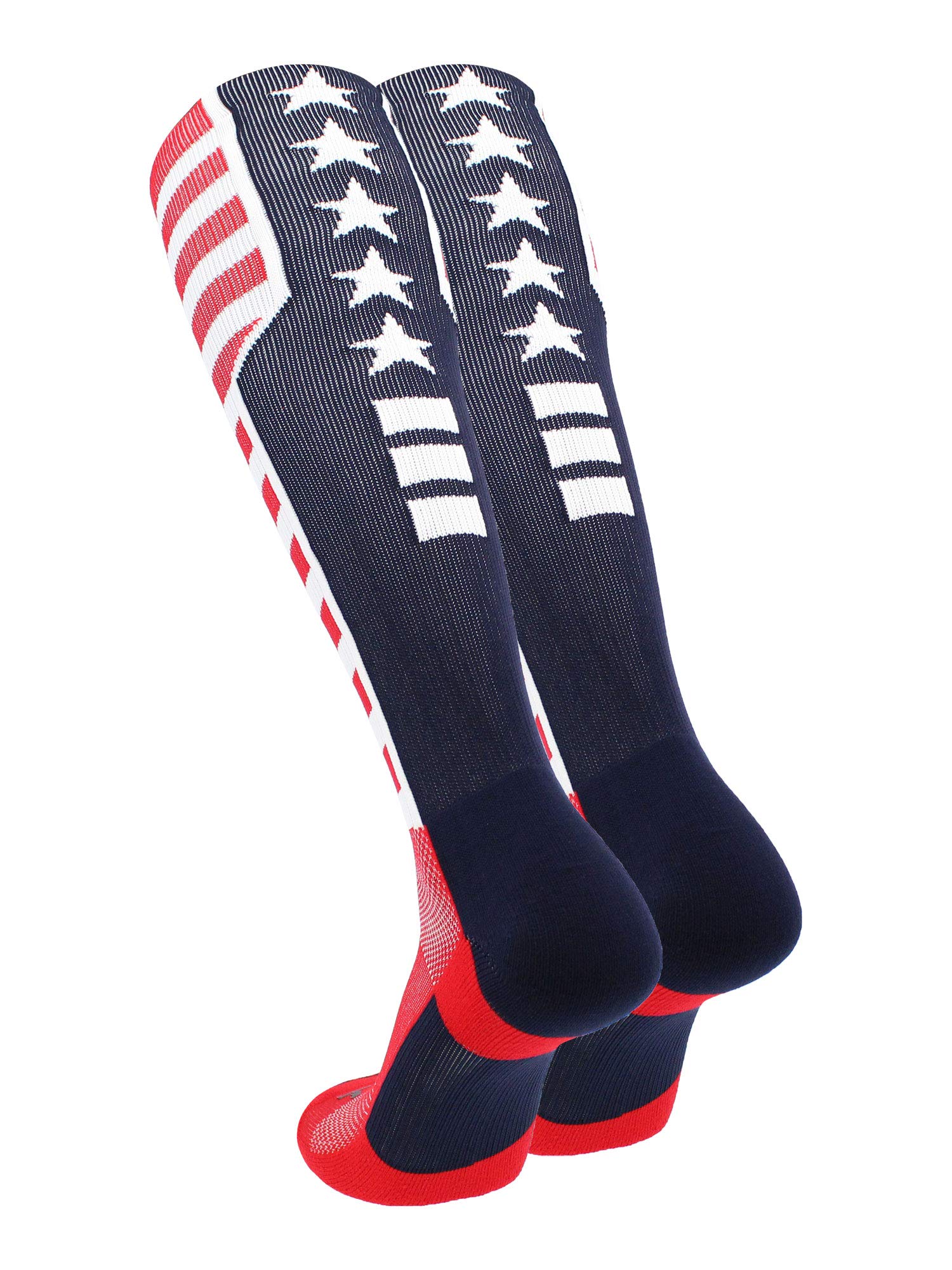 TCK Elite USA Flag Patriot Red White Blue Basketball Football Knee High Socks (Medium)