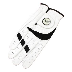 TrueGrip Golf Glove with Magnetic Ball Marker White Leather Ladies Worn on Left Hand Small