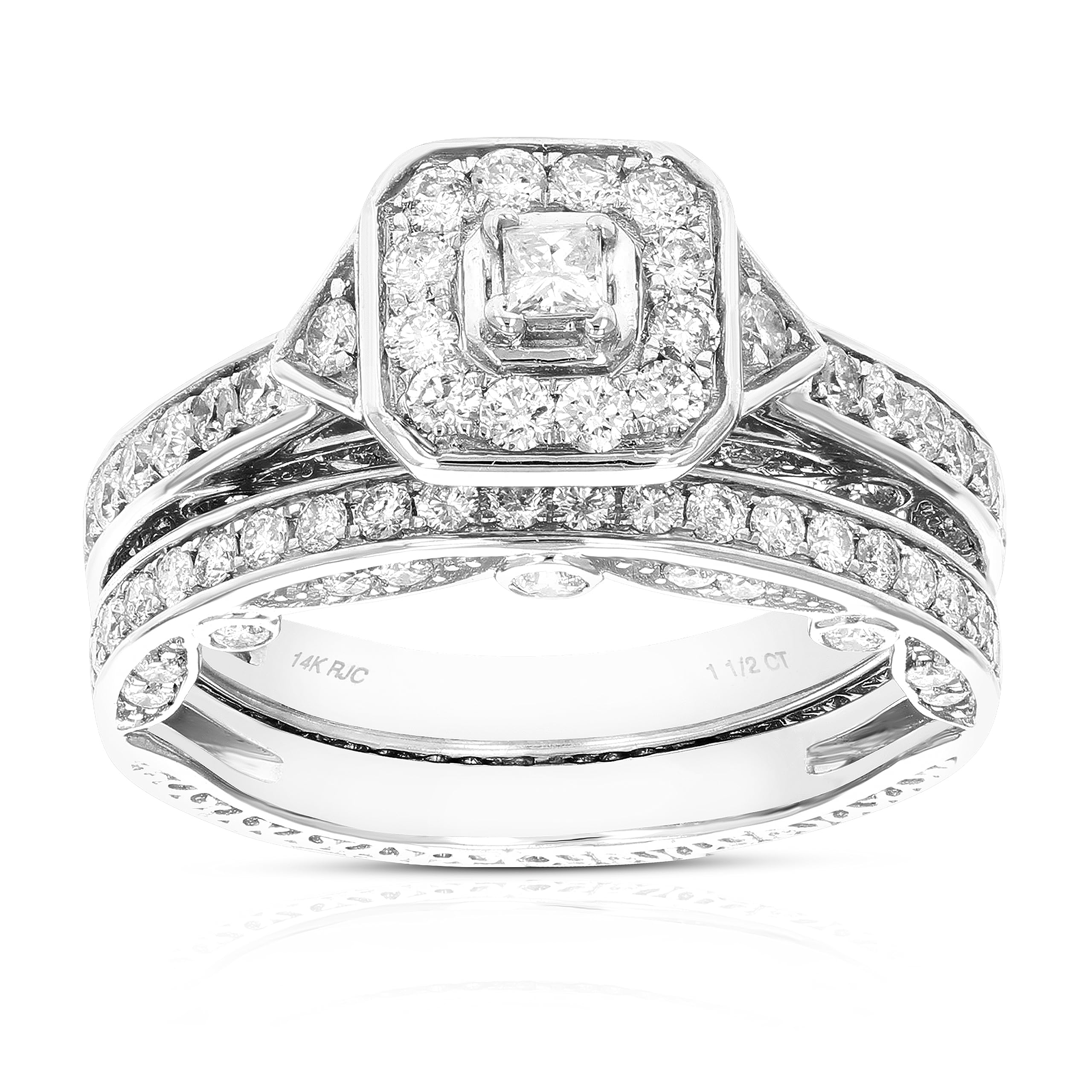 Vir Jewels 1.25 cttw Diamond Wedding Engagement Ring Bridal Set 14K White Gold Halo Size 7