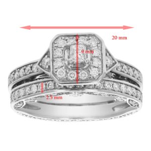 Vir Jewels 1.25 cttw Diamond Wedding Engagement Ring Bridal Set 14K White Gold Halo Size 7