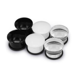 zs set of 3 pairs single flare acrylic ear plugs tunnel expander piercing ear gauges with o-ring (gauge=3/4"(20mm))