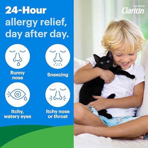 Claritin Children's Chewables 24 Hour Allergy Relief, Non Drowsy Kids Allergy Medicine, Grape Antihistamine Chewable Tablets, For Children 2 Years and Older, 40 Count