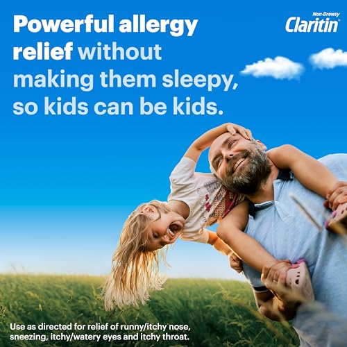 Claritin Children's Chewables 24 Hour Allergy Relief, Non Drowsy Kids Allergy Medicine, Grape Antihistamine Chewable Tablets, For Children 2 Years and Older, 40 Count