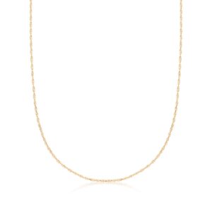 ross-simons italian 1mm 14kt yellow gold rope-chain necklace. 20 inches