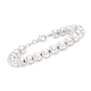 ross-simons italian 8mm sterling silver bead bracelet. 7.5 inches