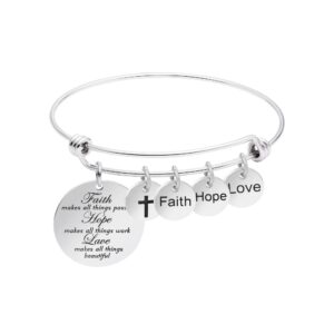 faith bracelet for christian expandable wire bangle jewelry gift (faith hope love)