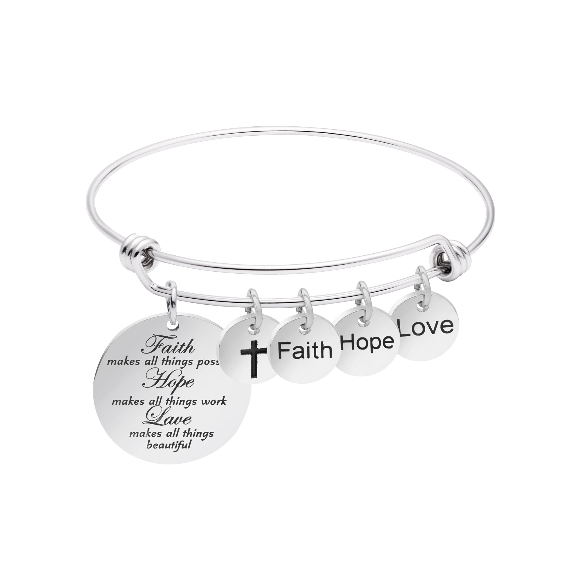 Faith Bracelet for Christian Expandable Wire Bangle Jewelry Gift (Faith hope love)