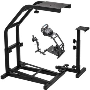 vevor racing simulator cockpit height adjustable racing wheel stand with fit for logitech g25, g27, g29, g920 racing wheel and pedals not included