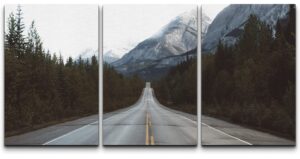 wall26 - 3 piece canvas wall art - road in mountain area - modern home art stretched and framed ready to hang - 24"x36"x3 panels