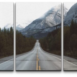 wall26 - 3 Piece Canvas Wall Art - Road in Mountain Area - Modern Home Art Stretched and Framed Ready to Hang - 24"x36"x3 Panels